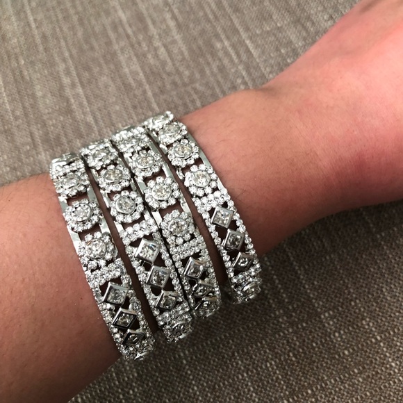 Jewelry | Indianpunjabi Silver Stone Bangles | Poshmark